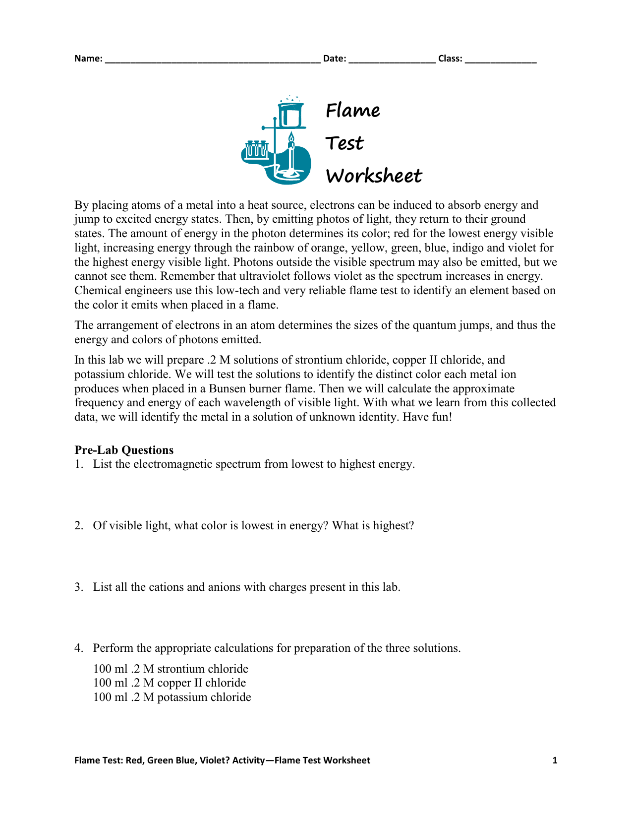 Flame Test Teach Engineering