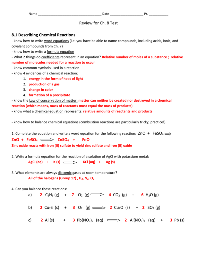 Chemistry Writing Equations For Neutralization Reactions Worksheet