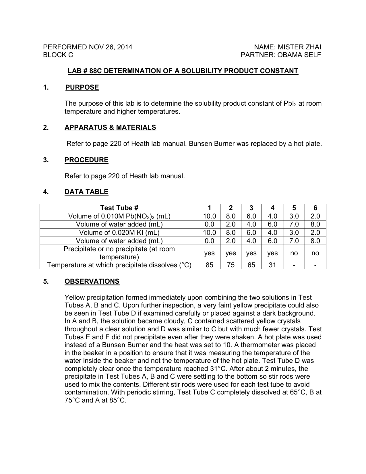 Sample Lab Report