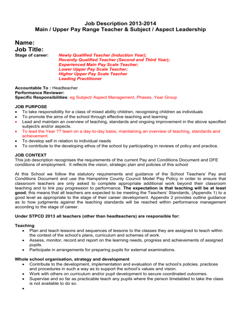 Alison Ryan Main Scale And Upper Pay Scale Subject Leader