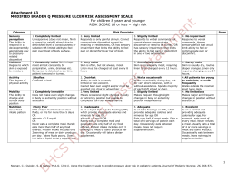 Pressure ulcer risk assessment The Braden scale