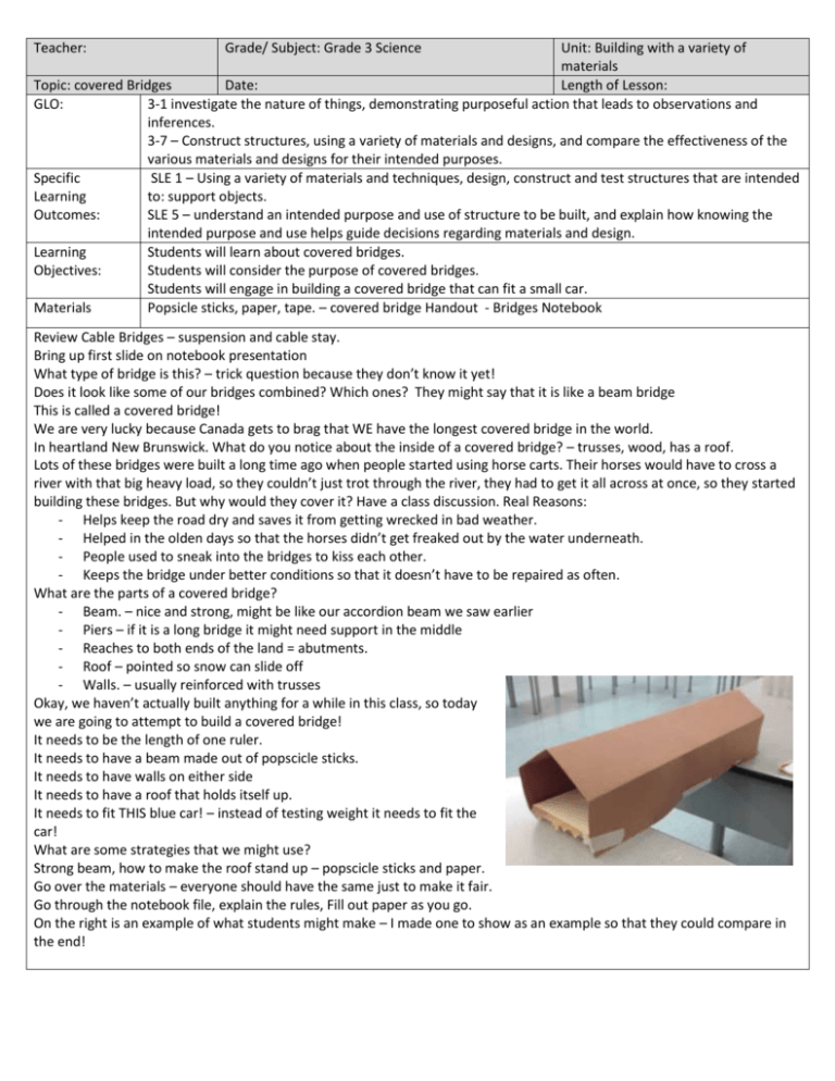 Lesson Plan Building Structures