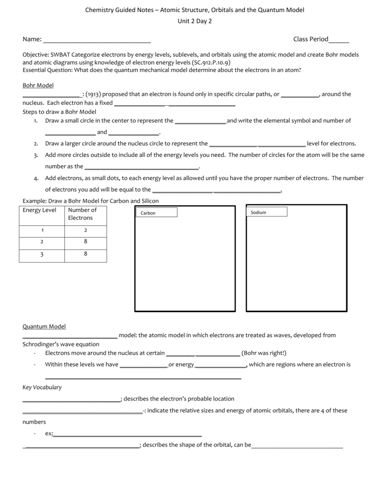 Chemistry Guided Notes Atomic Structure