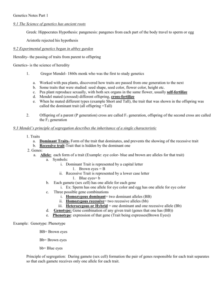 Genetics Notes Part 1