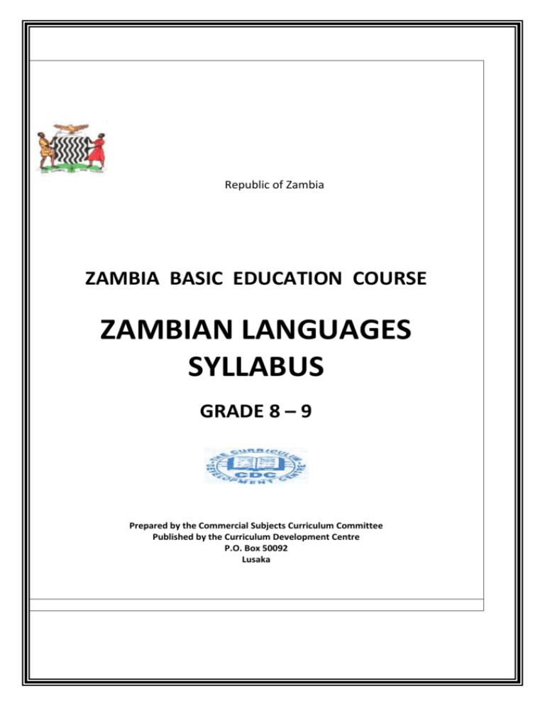 Zambian languages syllabus Zambian languages syllabus