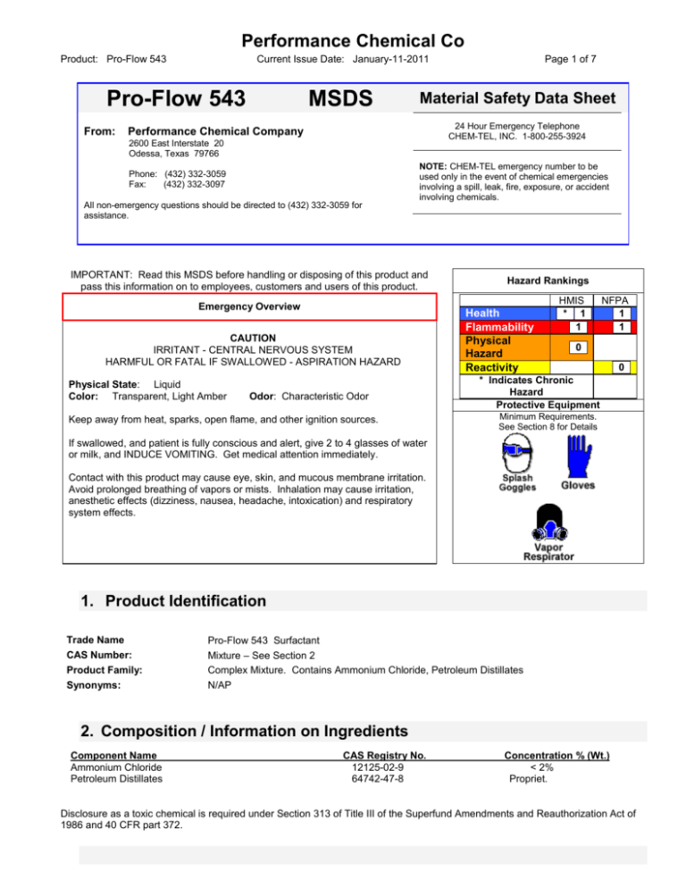Pro-Flow 543 - Performance Chemical Company
