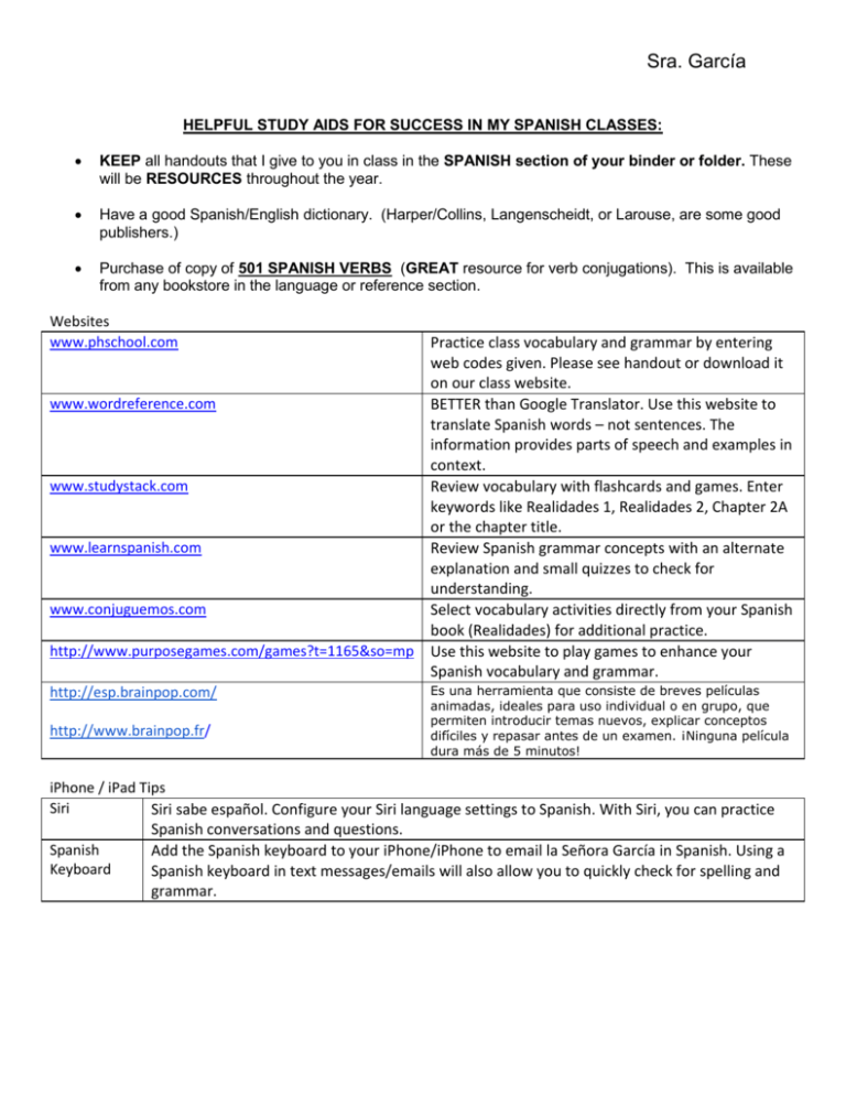 Helpful Study Aids