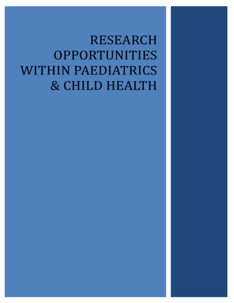 Paediatrics & Child Health Projects - School of Medicine