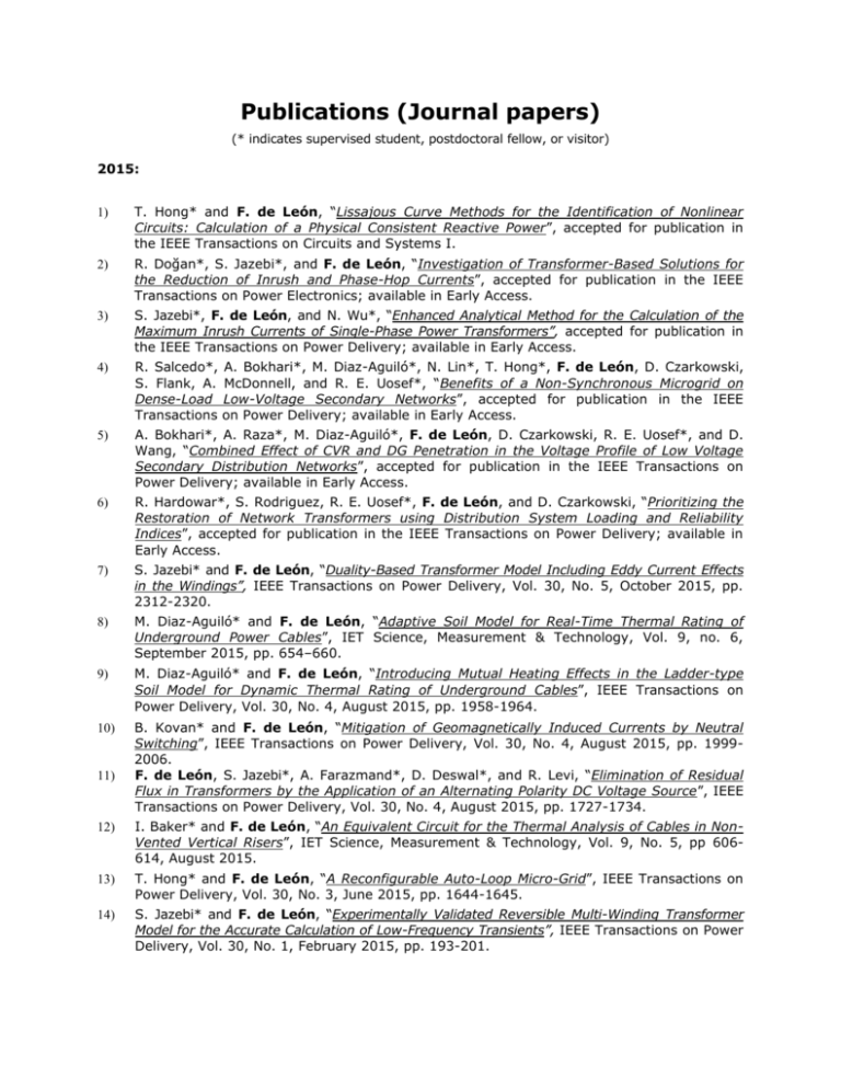 Publications (Journal papers)