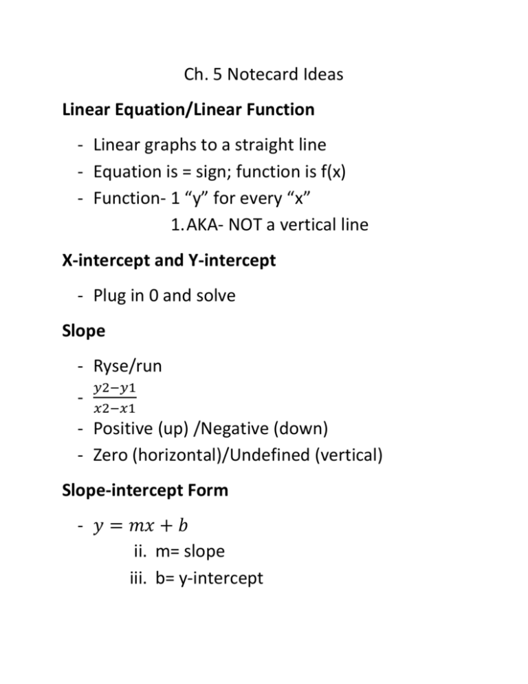 Slope intercept Form
