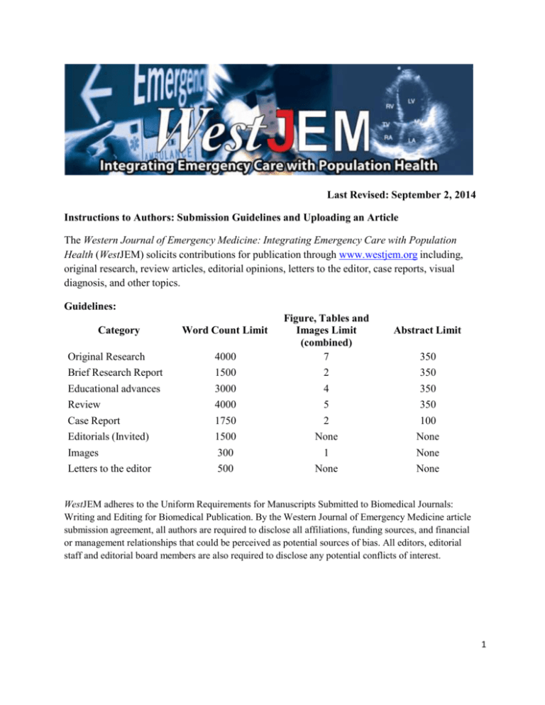Submission Guidelines The Western Journal Of Emergency Medicine Submission Guidelines The Western Journal Of Emergency Medicine