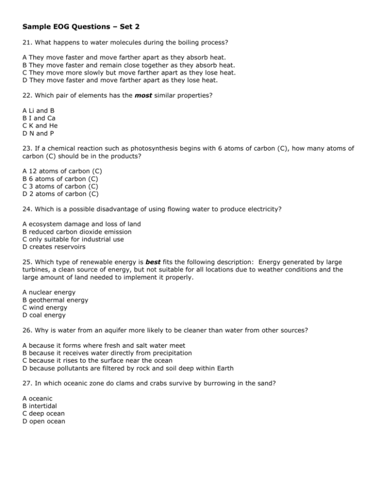 Sample EOG Questions Set 2