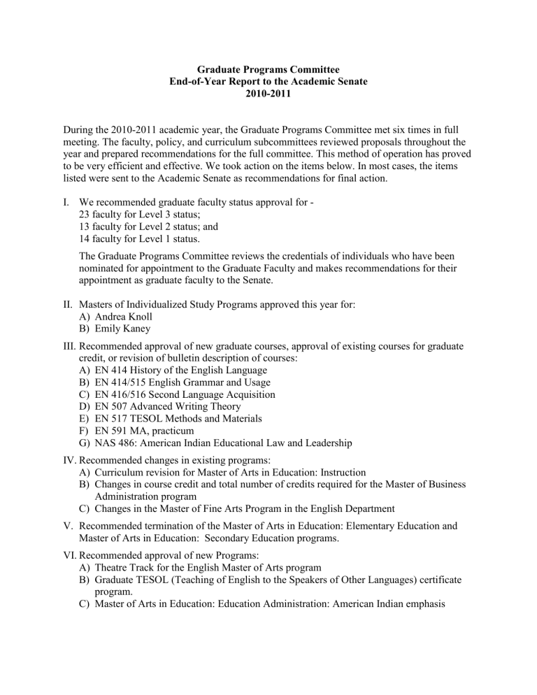 Graduate Programs Committee