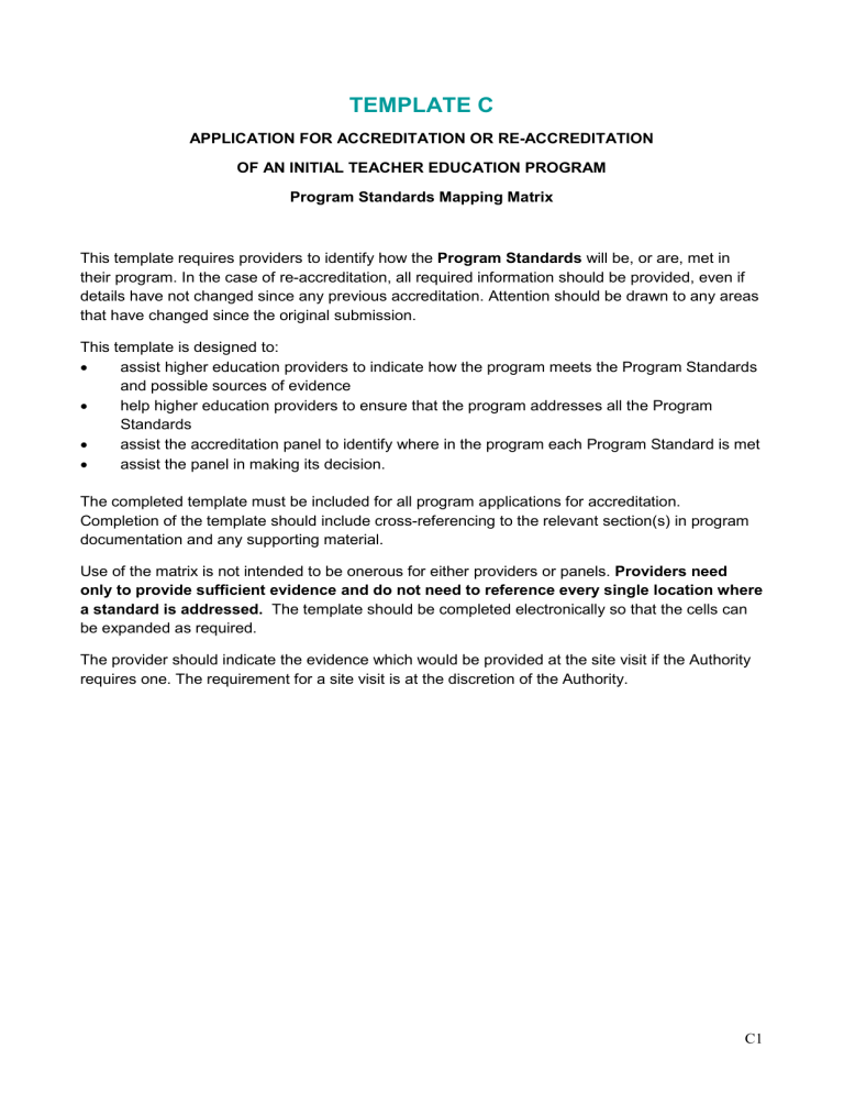 National Initial Teacher Education Program Accreditation