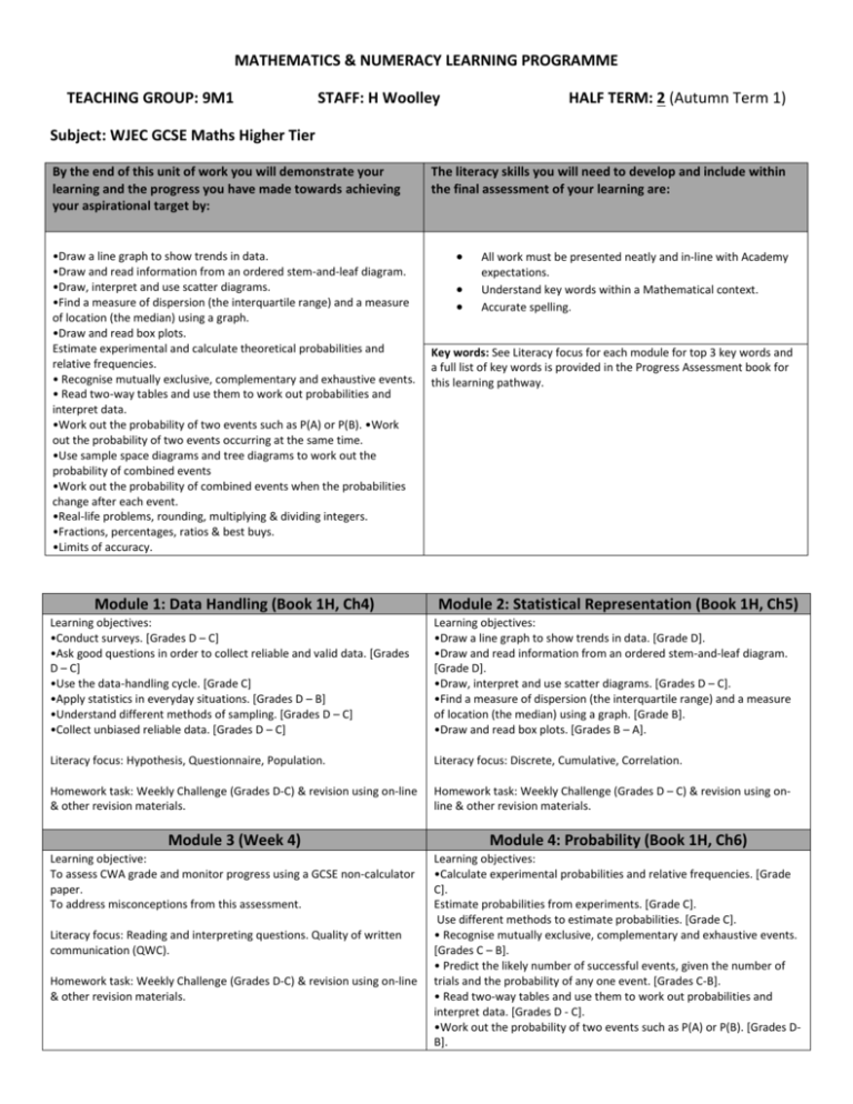 MATHEMATICS NUMERACY LEARNING PROGRAMME