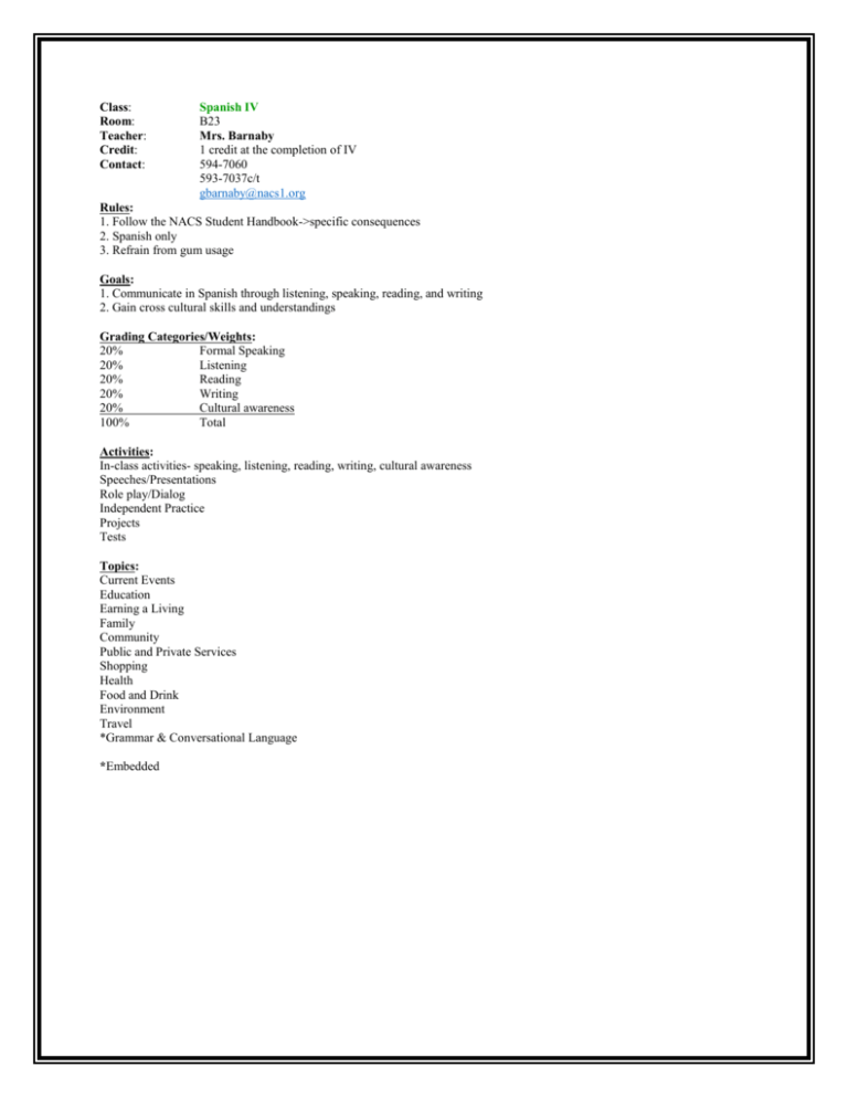 IV Syllabus