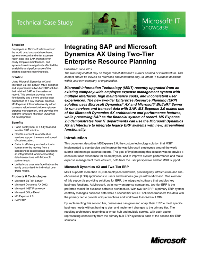 Integrating SAP and Microsoft Dynamics AX Using Two