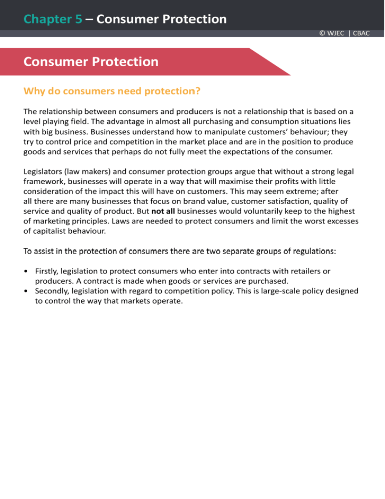 Chapter 5 Consumer Protection Chapter 5 Consumer Protection