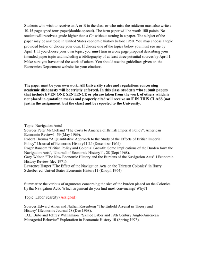 Term Paper Topics