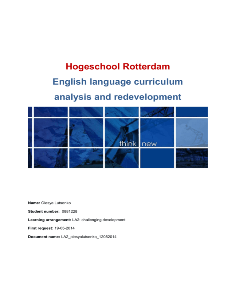 English Language Curriculum English Language Curriculum