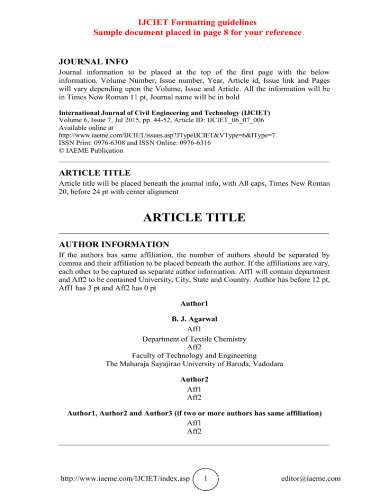 Paper Template - IAEME Journals