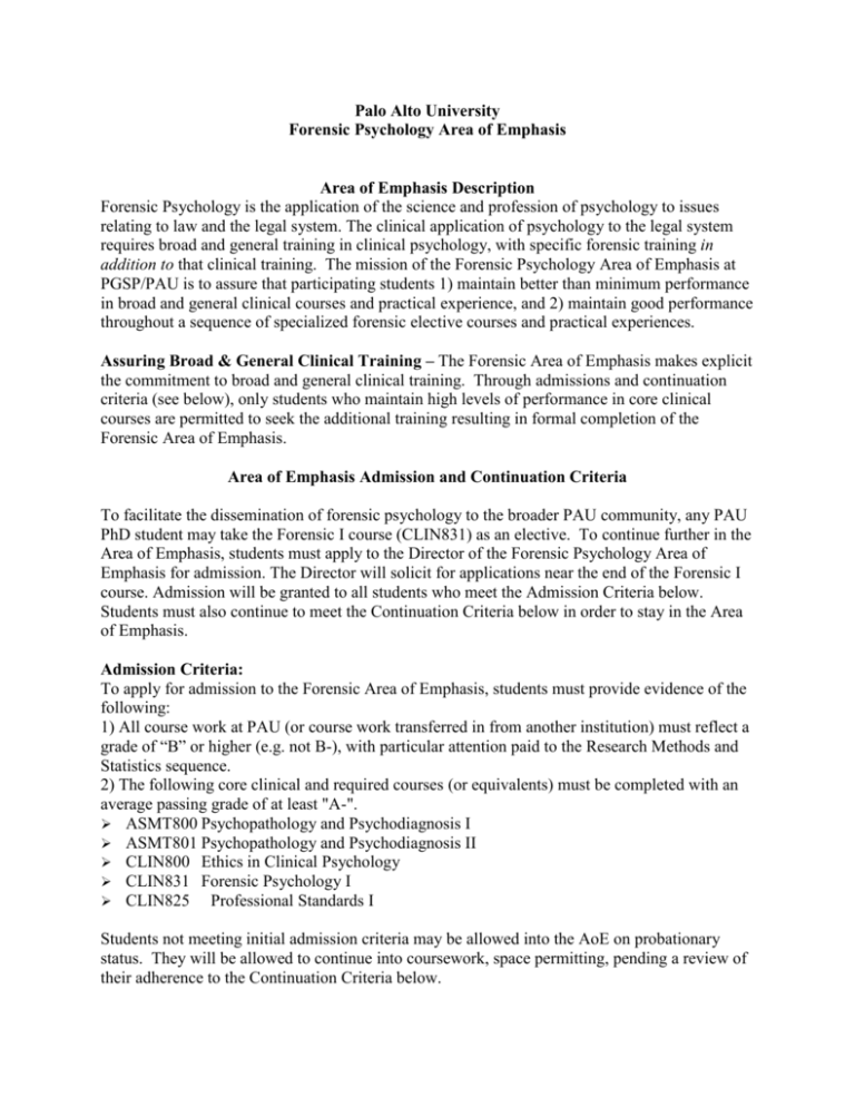 Forensic Area of Emphasis