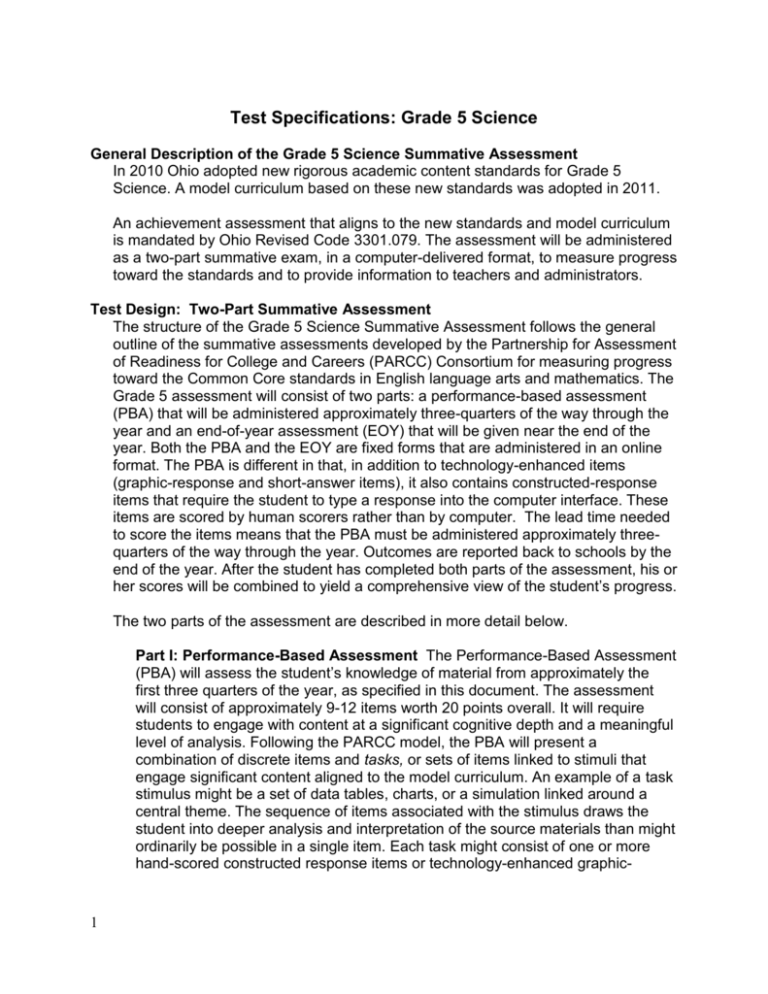 Grade 5 Science Ohio Assessment Systems