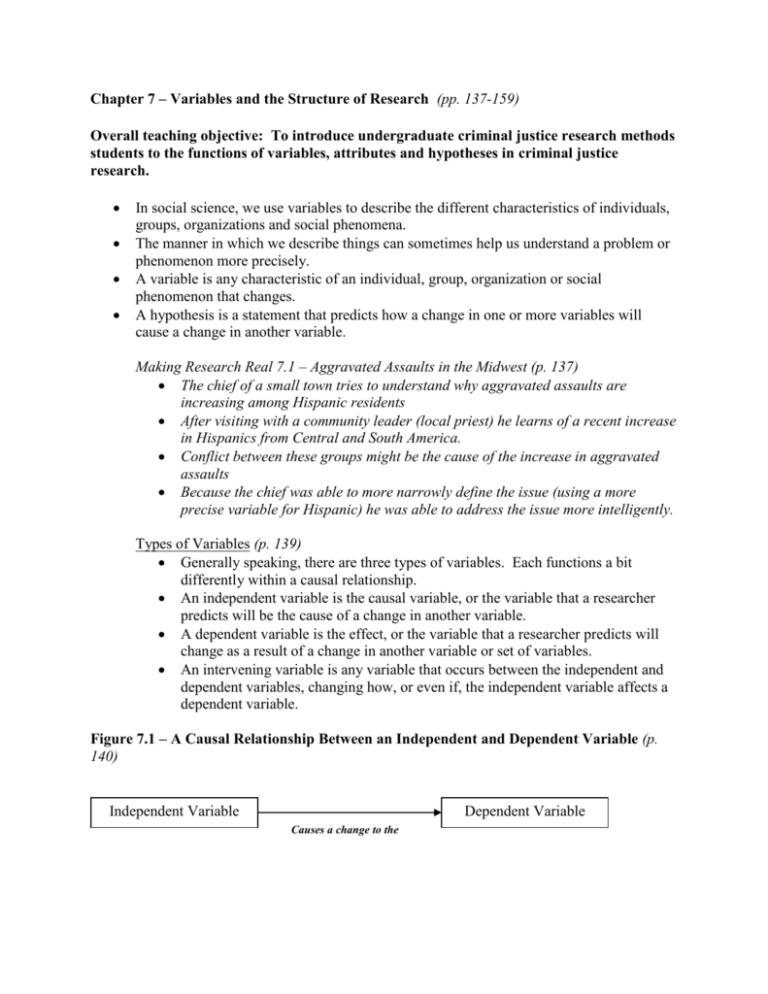 Variables & Research Structure in Criminal Justice