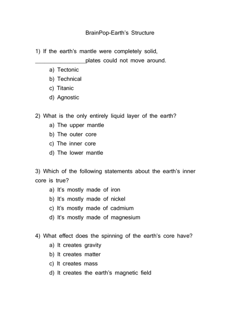 BrainPop Earth s Structure BrainPop Earth s Structure