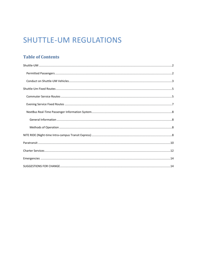 Shuttle-Um Fixed Routes - DOTS