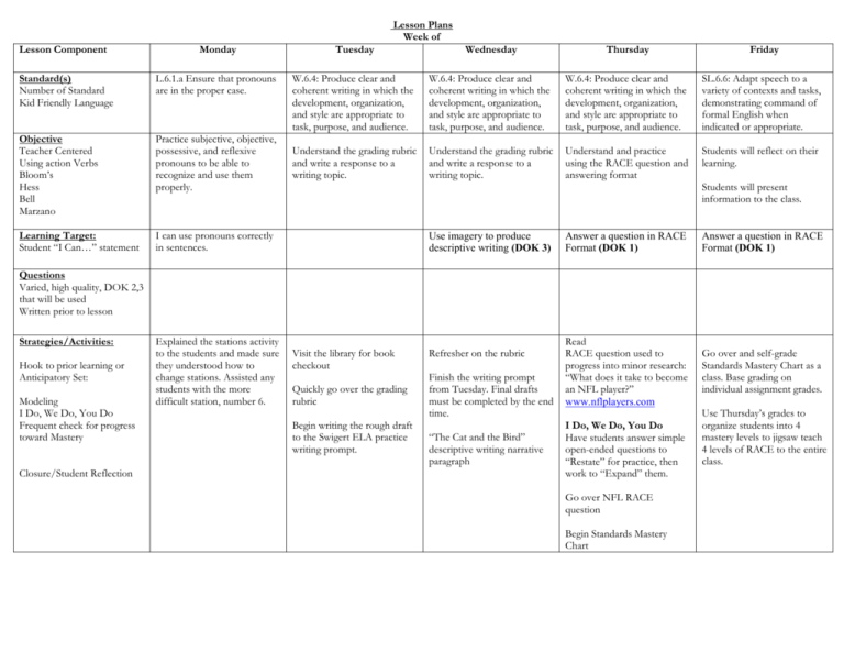 6th Grade Lesson Plans