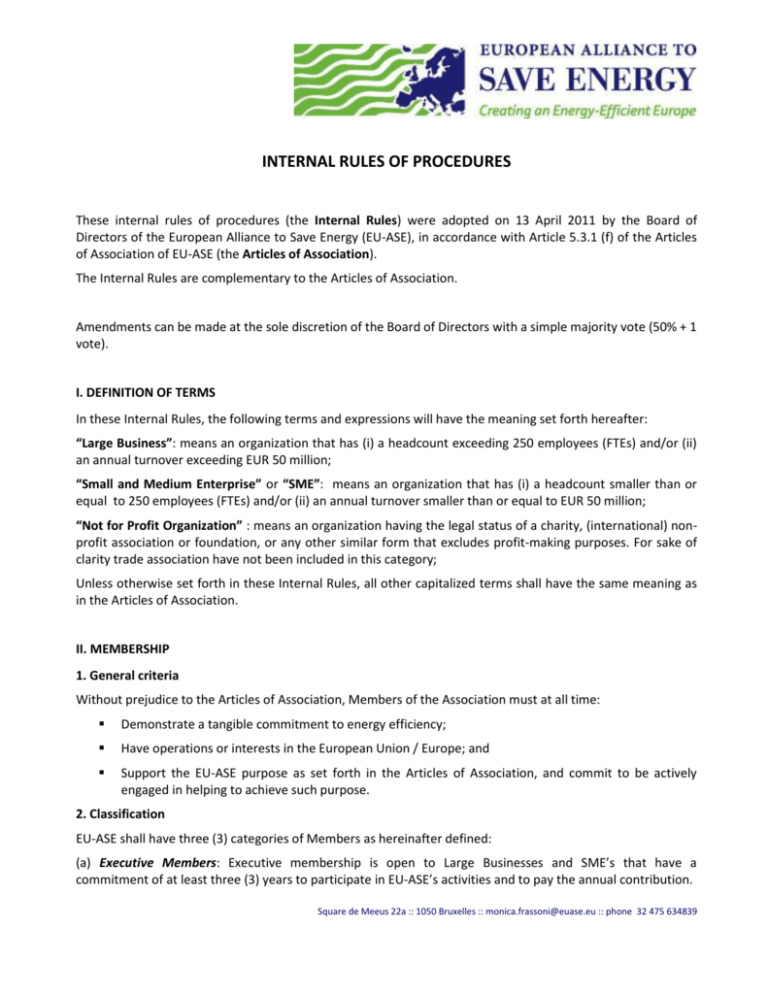 internal rules of procedures - European Alliance to Save Energy