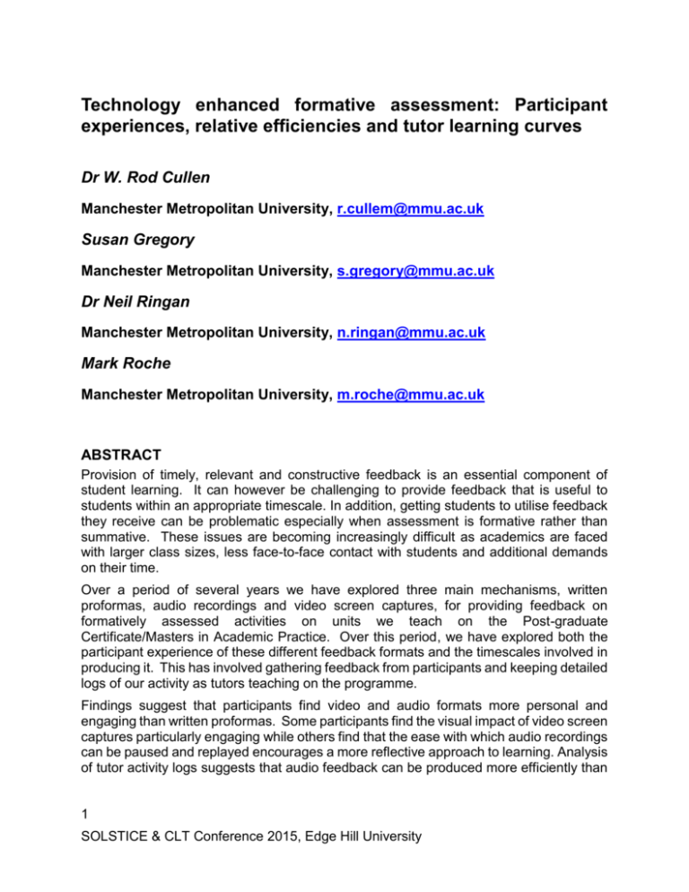 Technology Enhanced Formative Assessment