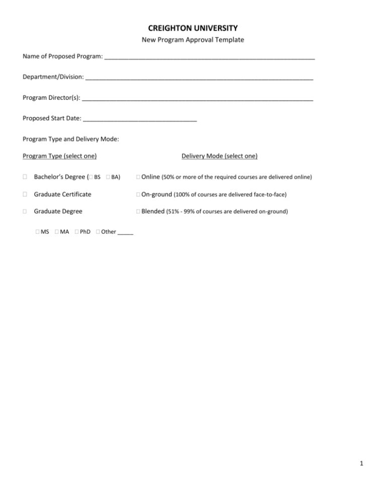 New Program Proposal Template