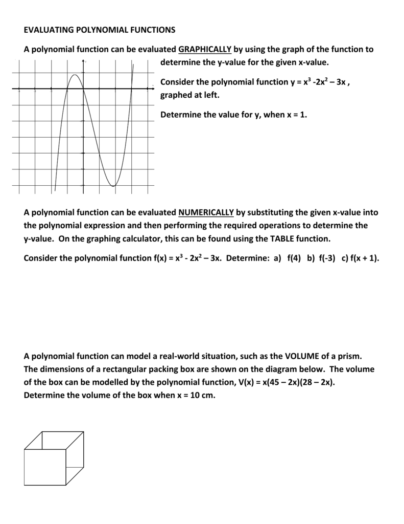 EVALUATING POLYNOMIAL FUNCTIONS
