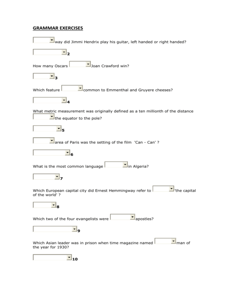 Grammar Exercises Grammar Exercises
