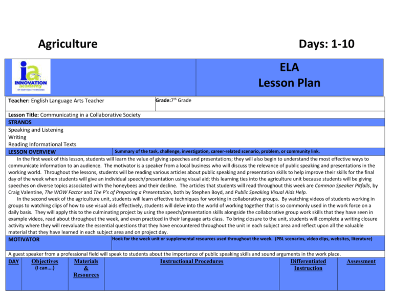 7th ELA Agriculture