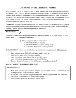 AP English Dialectical Journal Rubric