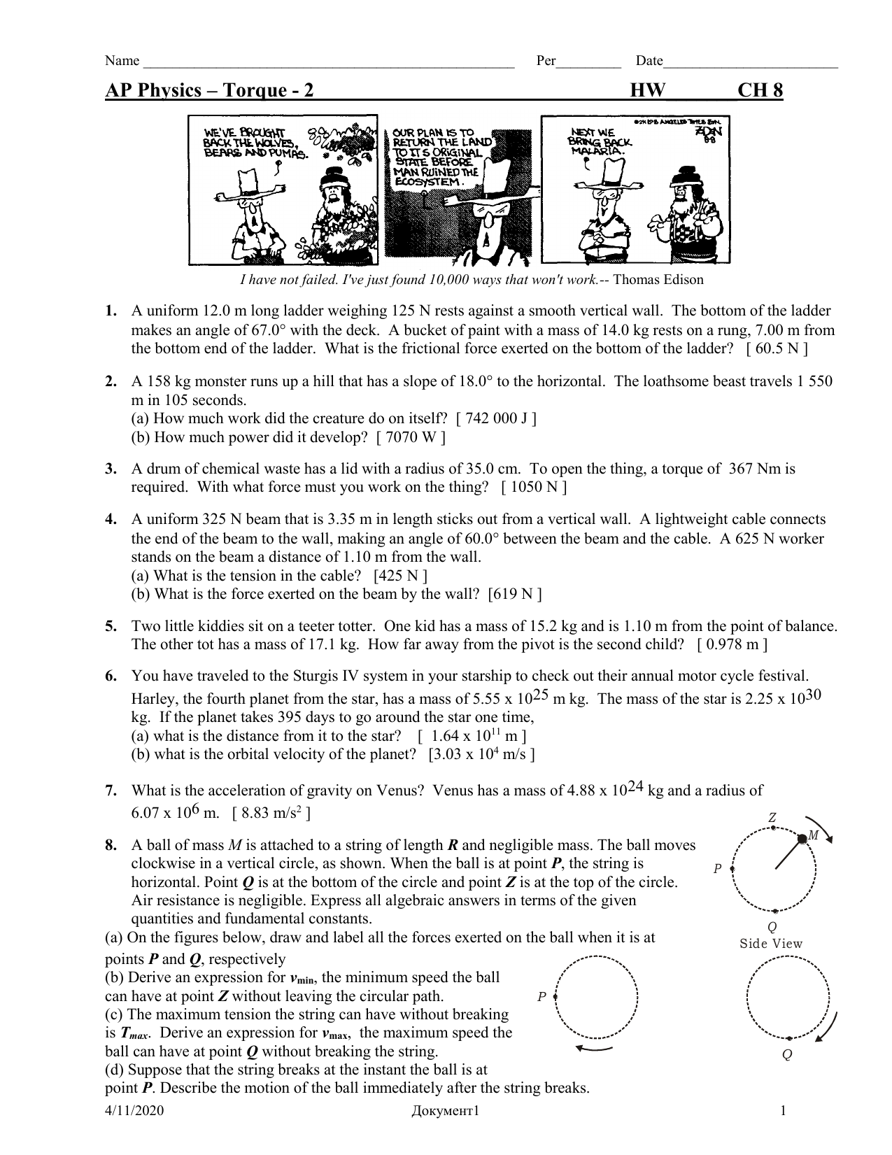 AP Physics More Homework 2