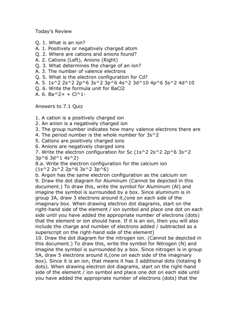 Chapter 7 Review And Answers To Quiz Questions Chapter 7 Review And Answers To Quiz Questions