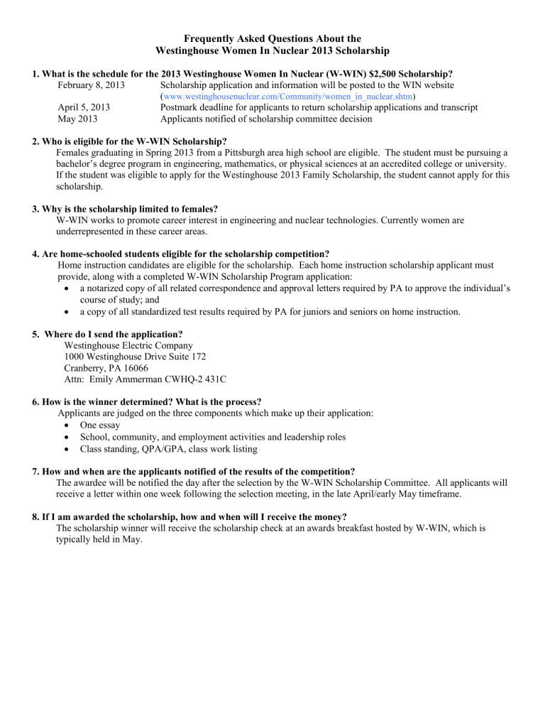 Scholarship FAQ