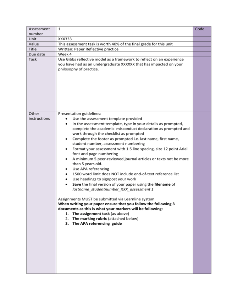 Assessment Example 1 Assessment Example 1