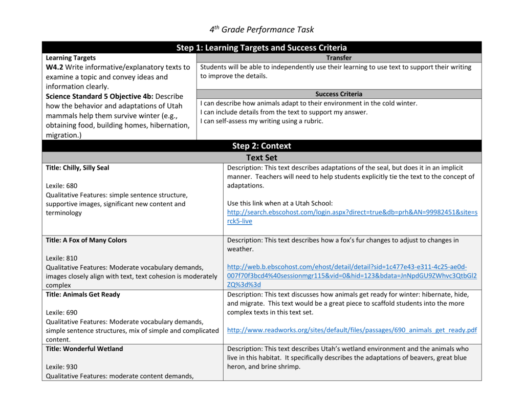 Performance Task Template