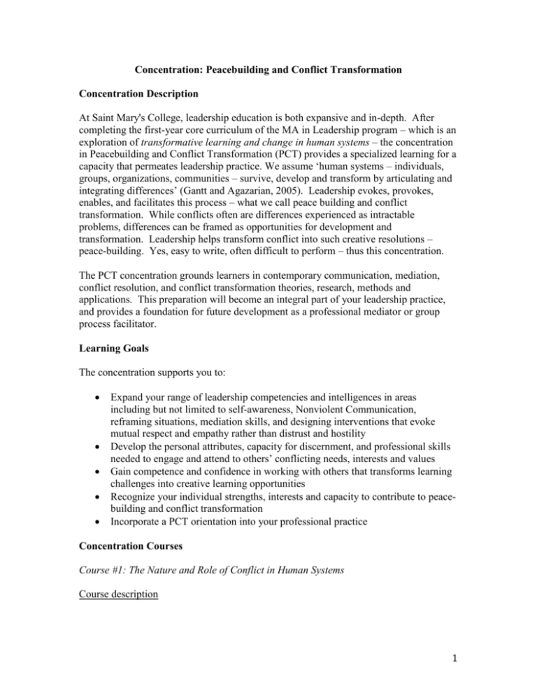 Peacebuilding and Conflict Transformation