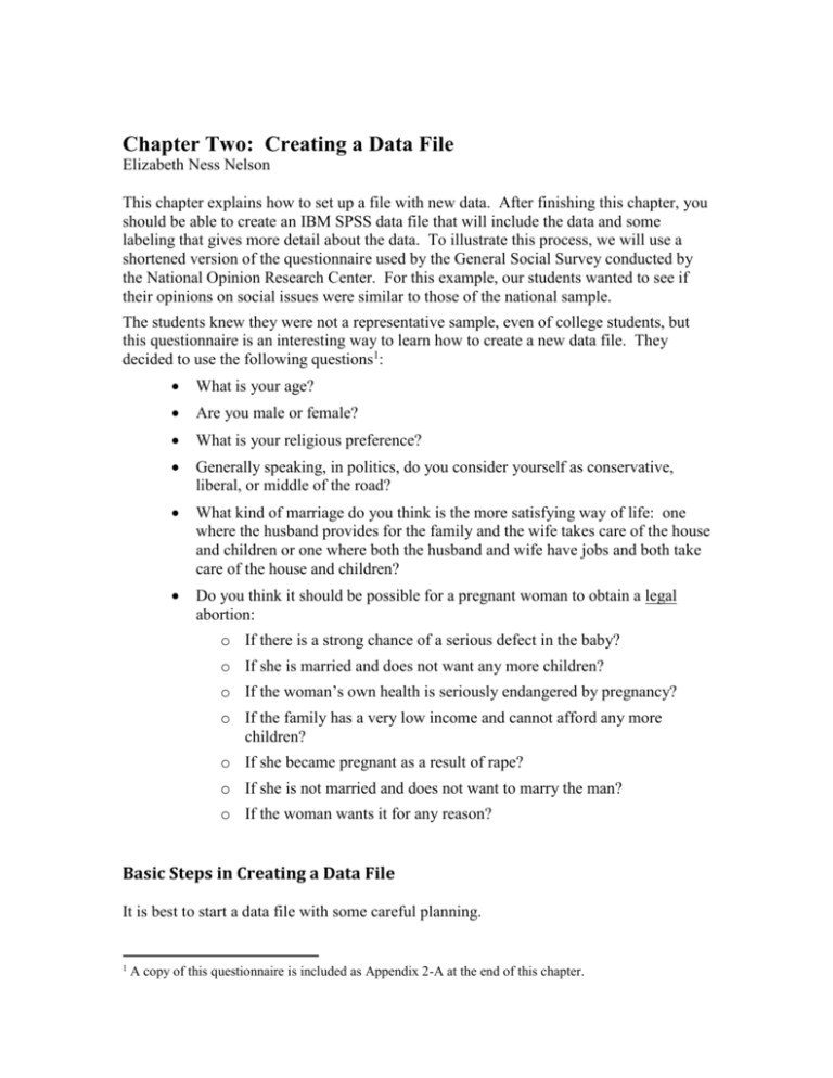 Chapter Two Creating A Data File