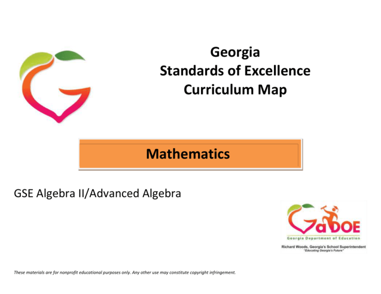 Algebra II Advanced Algebra Curriculum Map Algebra II Advanced Algebra Curriculum Map