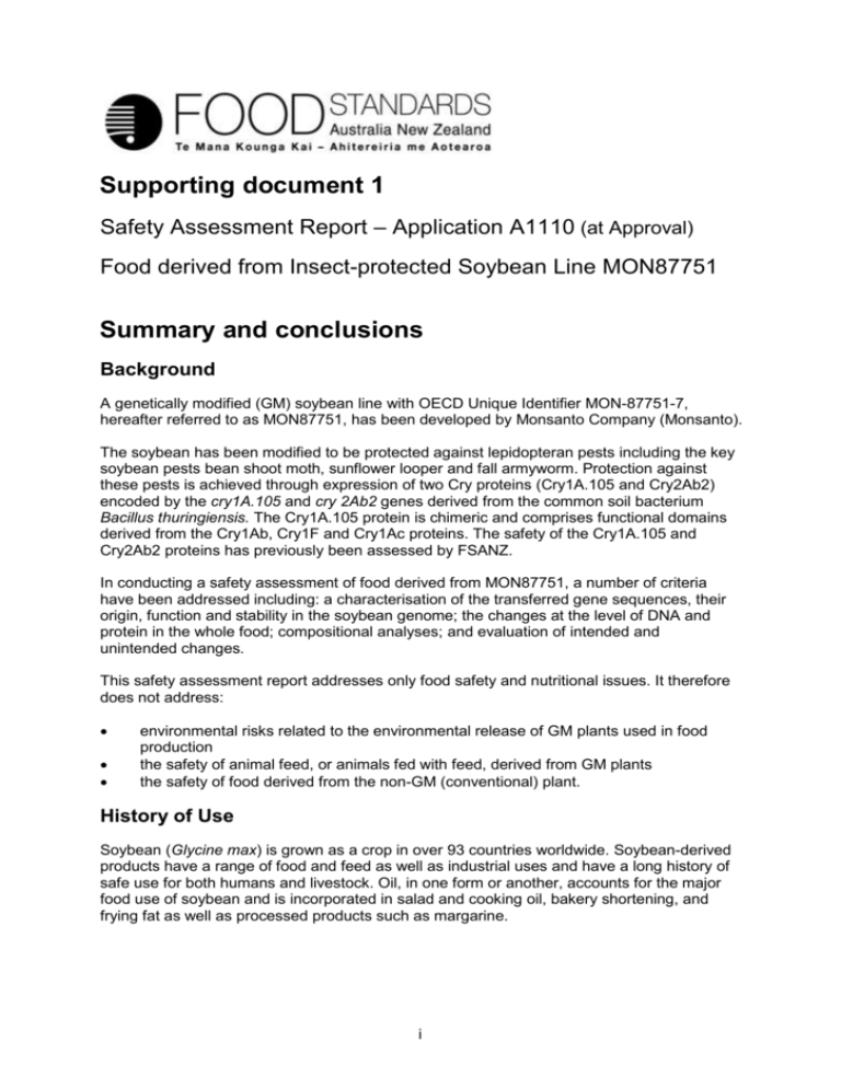 Supporting Document 1 Food Standards Australia New Zealand