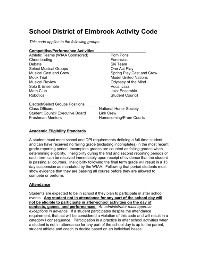 Academic Eligibility Standards Academic Eligibility Standards