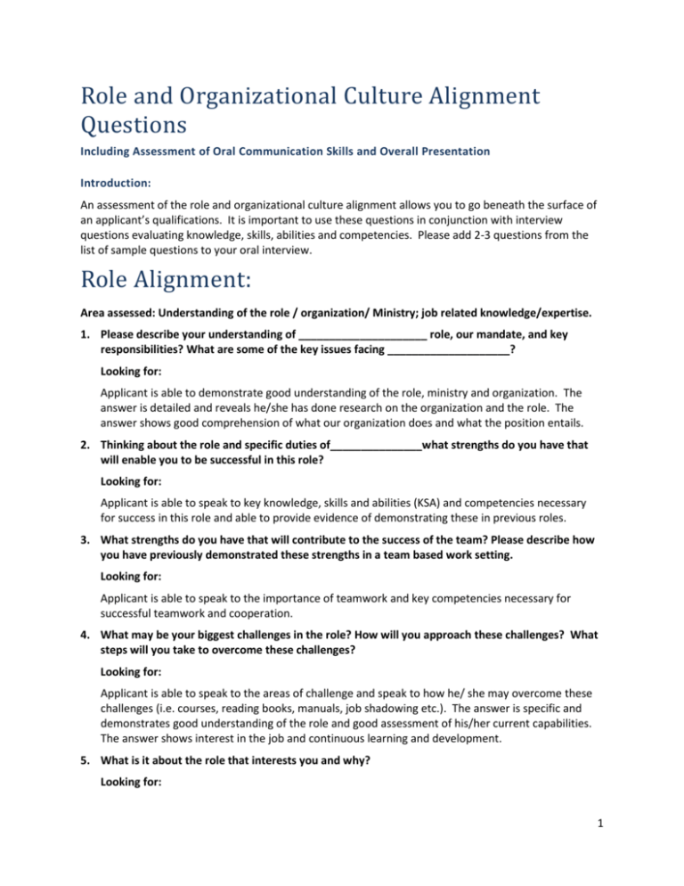 Role & Culture Alignment Interview Questions