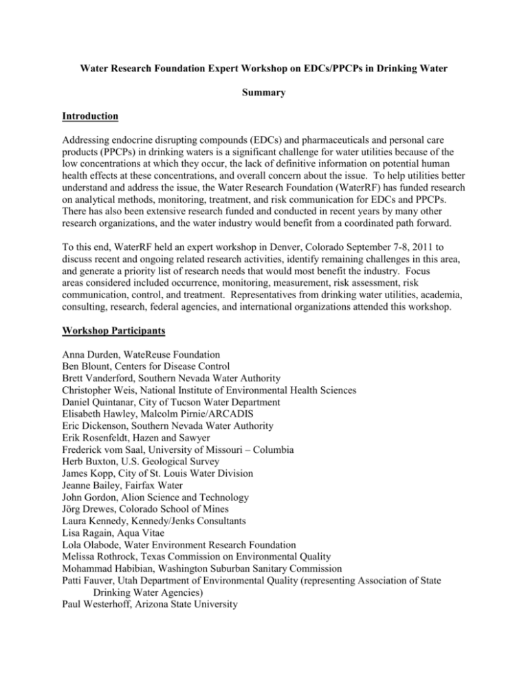 example Focus Area description - WaterRF Collab